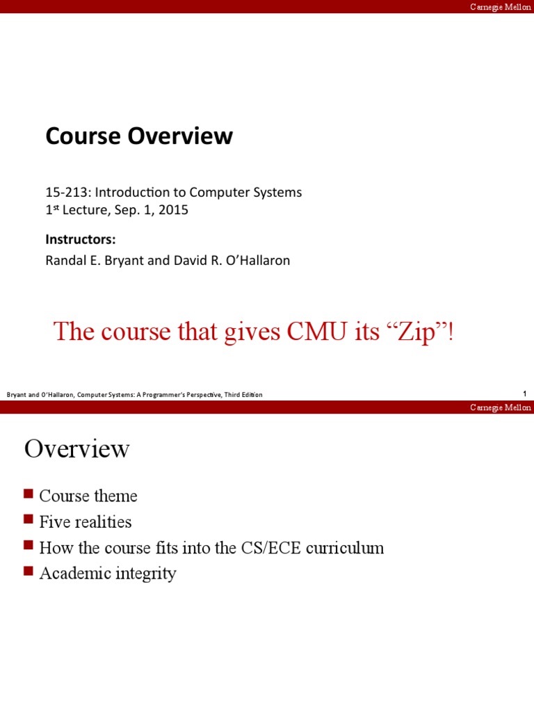 Course Overview: The Course That Gives CMU Its "Zip"! | PDF | Computer ...