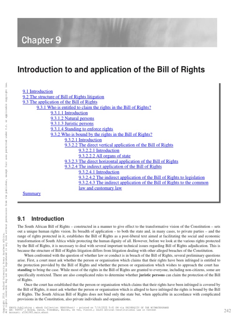Introduction To and Application of The Bill of Rights: Standing ...