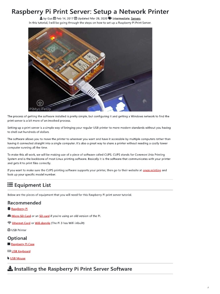 Raspberry Pi Print Server | PDF