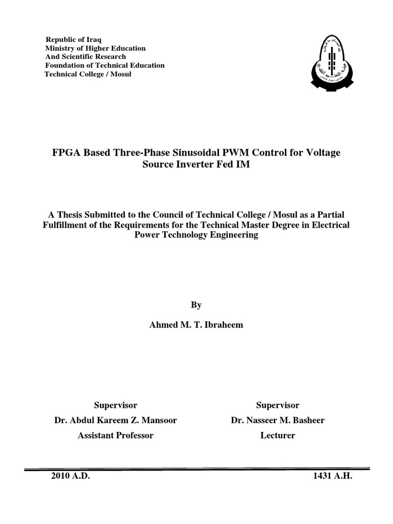 Fpga Based Three Phase Sinusoidal Pwm Co Download Free Pdf Power Inverter Electric Motor 