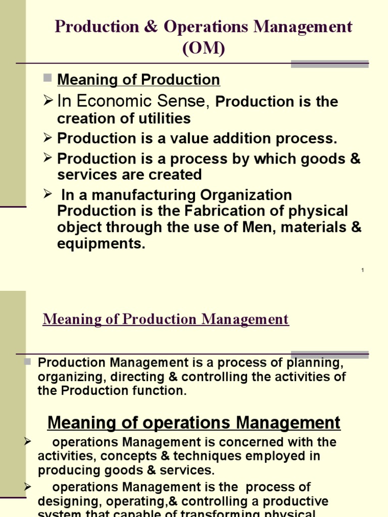 Production & Operations Management (OM) | Operations Management | Resource