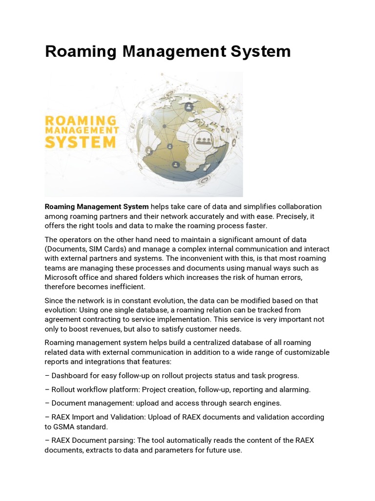 Roaming Management System Helps Take Care of Data and Simplifies ...
