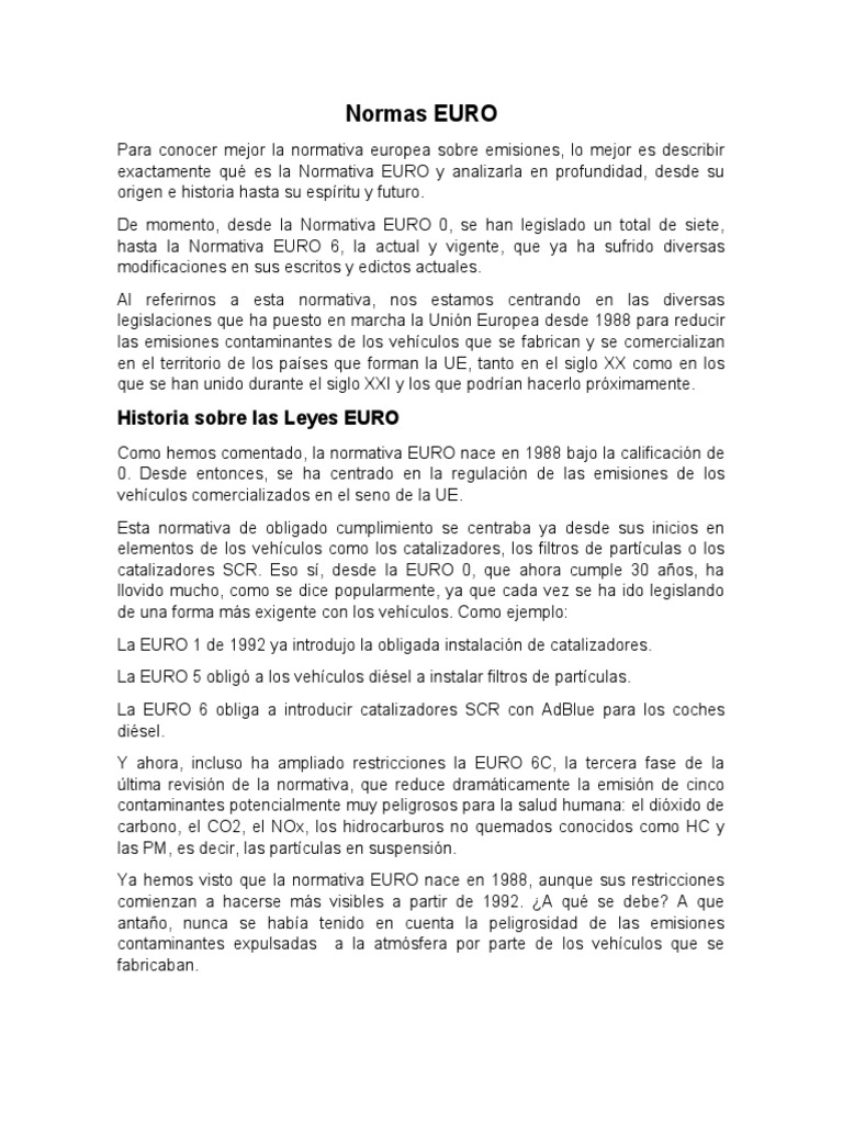 Normas EURO | PDF | Coche | Contaminación