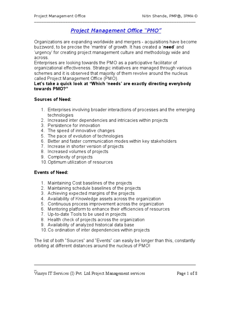 Project Management Office (PMO) - Essential Considerations | PDF ...