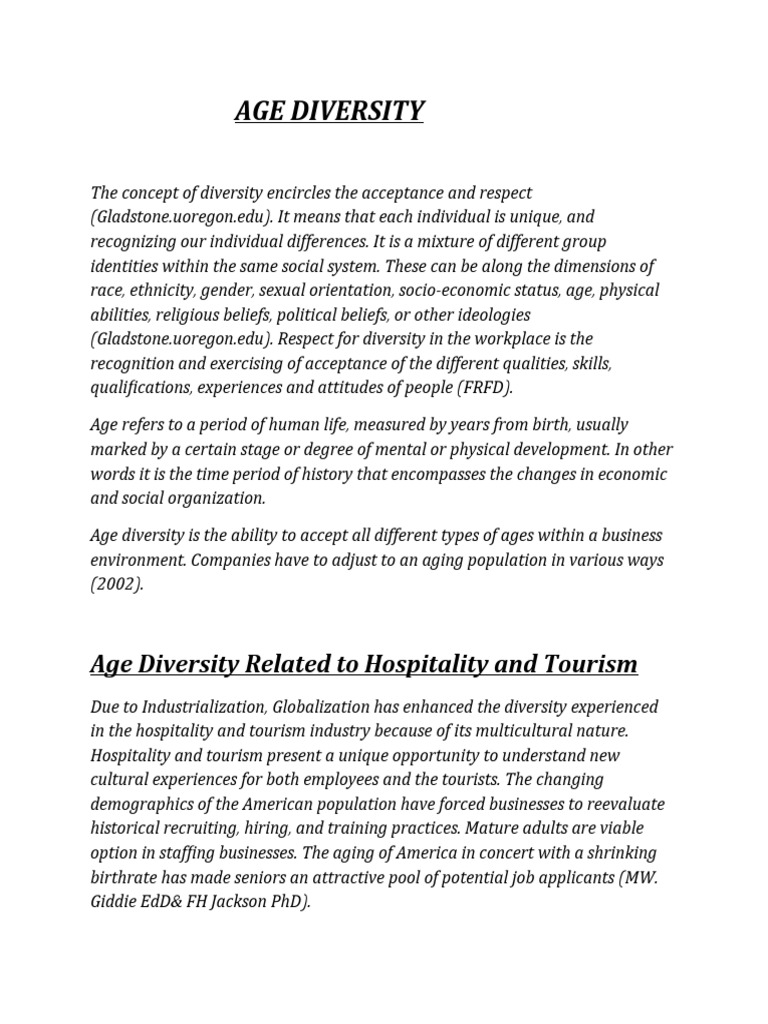 Age Diversity Related To Hospitality and Tourism | PDF | Ageism ...