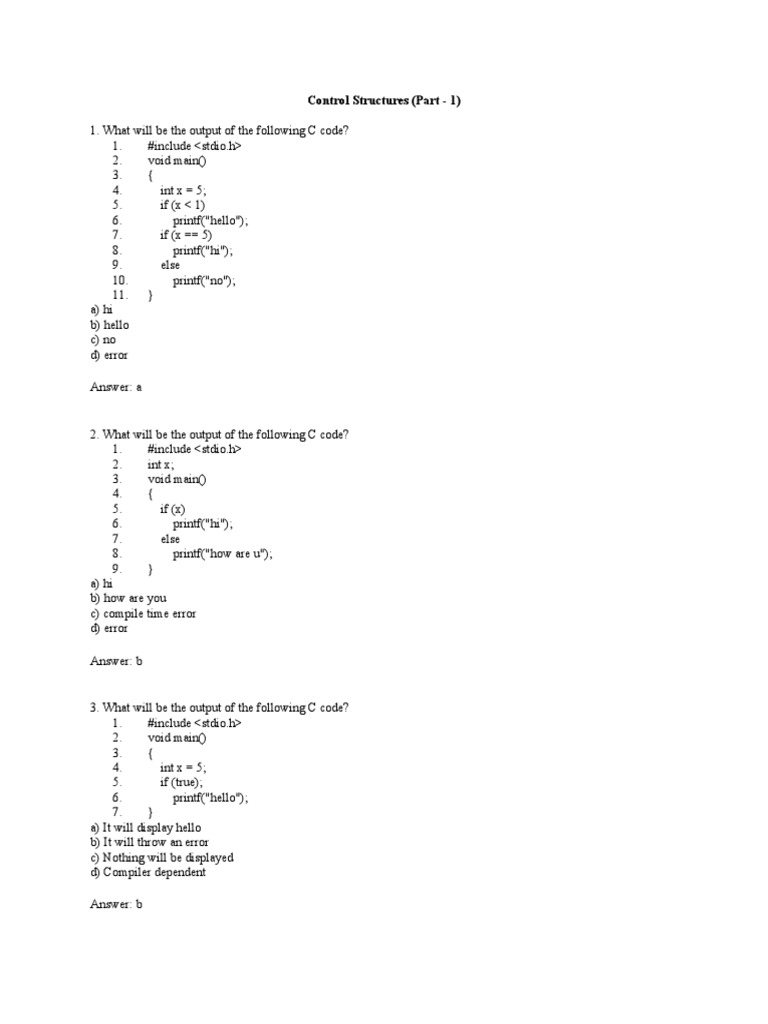 If Else MCQ Ans | Download Free PDF | C (Programming Language ... If Else MCQ Ans | Download Free PDF | C (Programming Language ...
