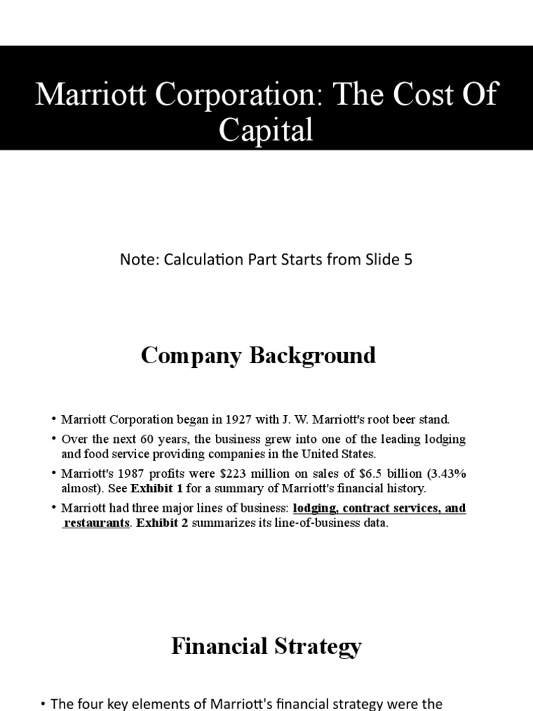 Marriott Corporation: The Cost of Capital | PDF | Beta (Finance) | Cost ...