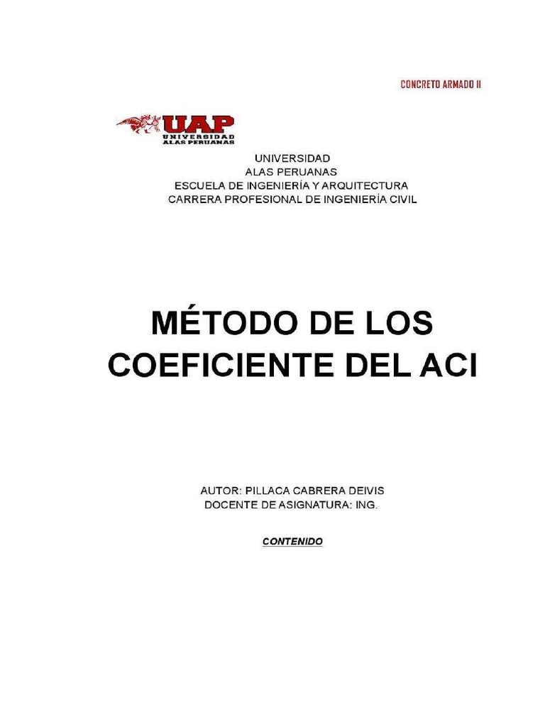 Metodo de Los Coeficiente Del Aci 318 83 DD | PDF