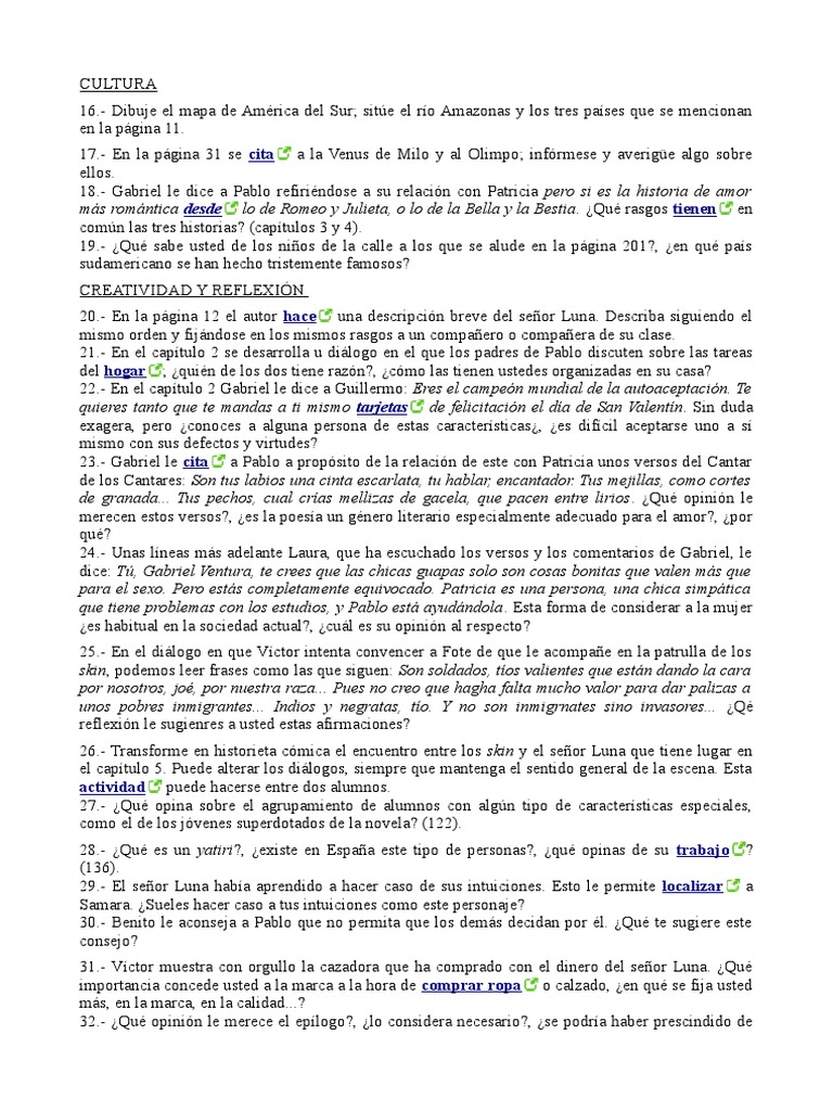 Guía lectura El último trabajo del señor Luna | PDF | Novelas | Amor