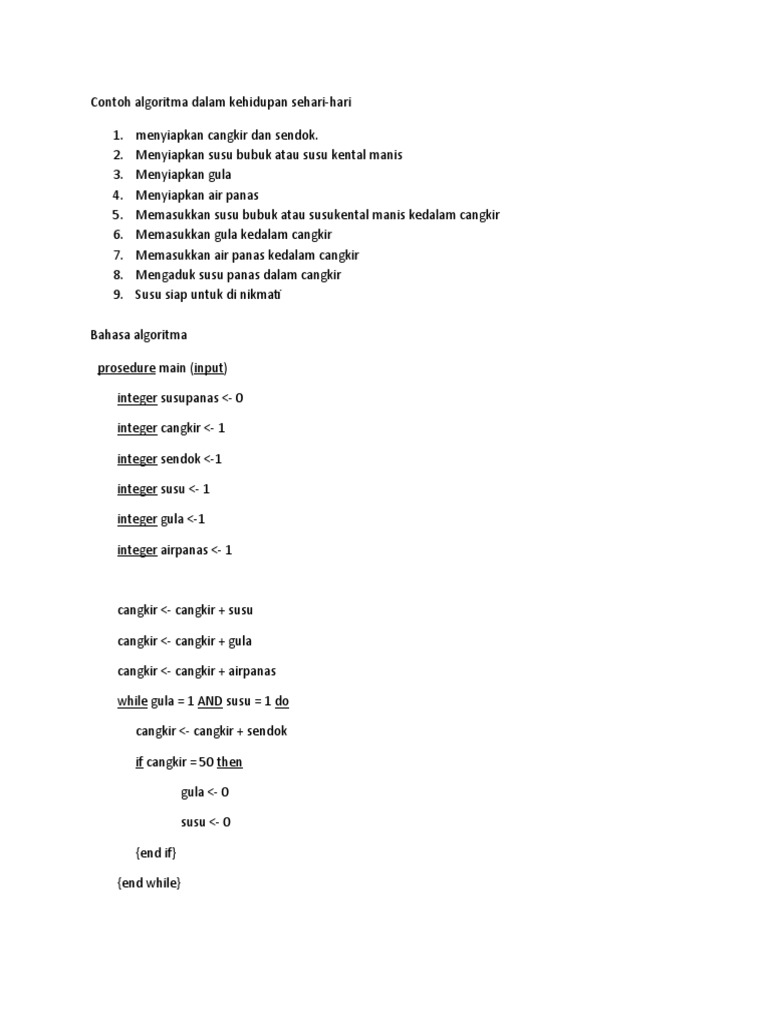 Contoh Algoritma Dalam Kehidupan Sehari | PDF