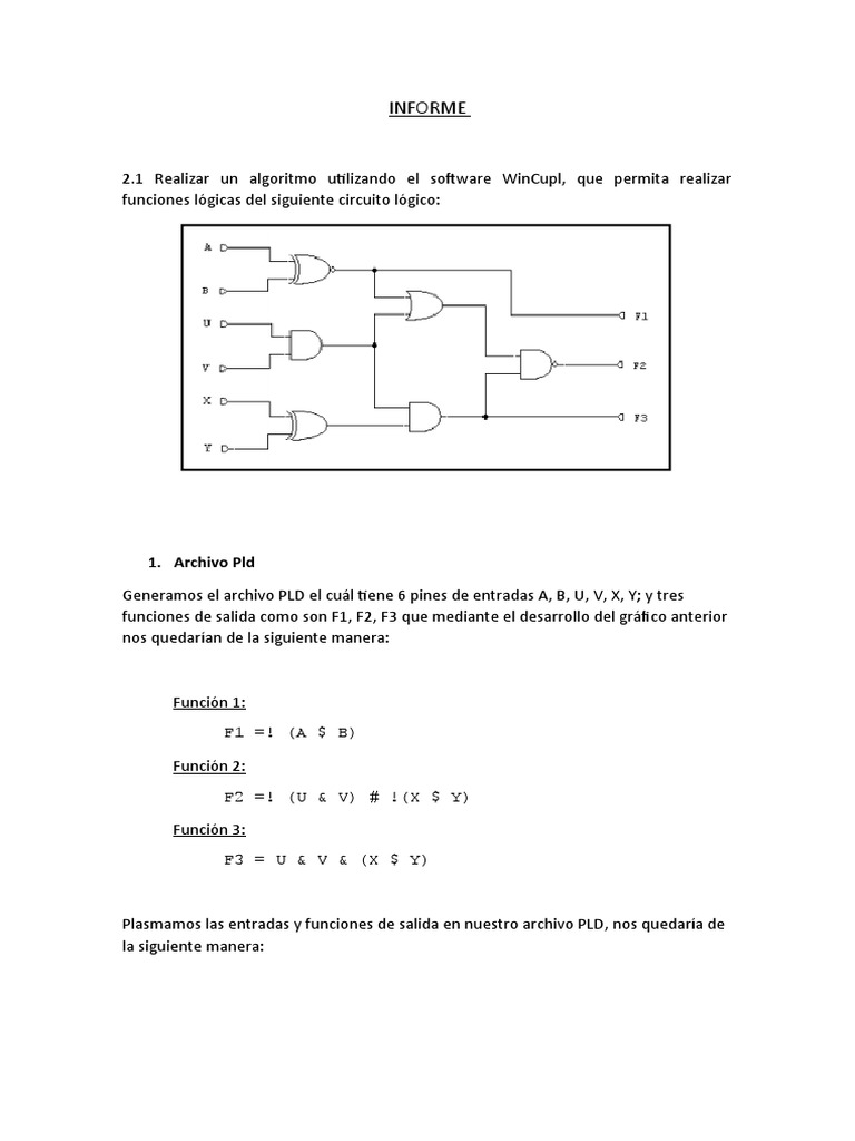 Algoritmo WinCupl para Circuitos Lógicos | PDF | Informática teórica ...