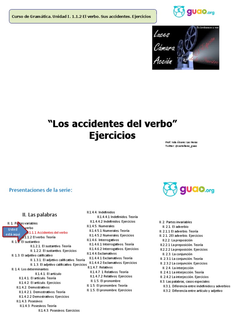 Accidentes del Verbo en Gramática | PDF | Verbo | Adjetivo