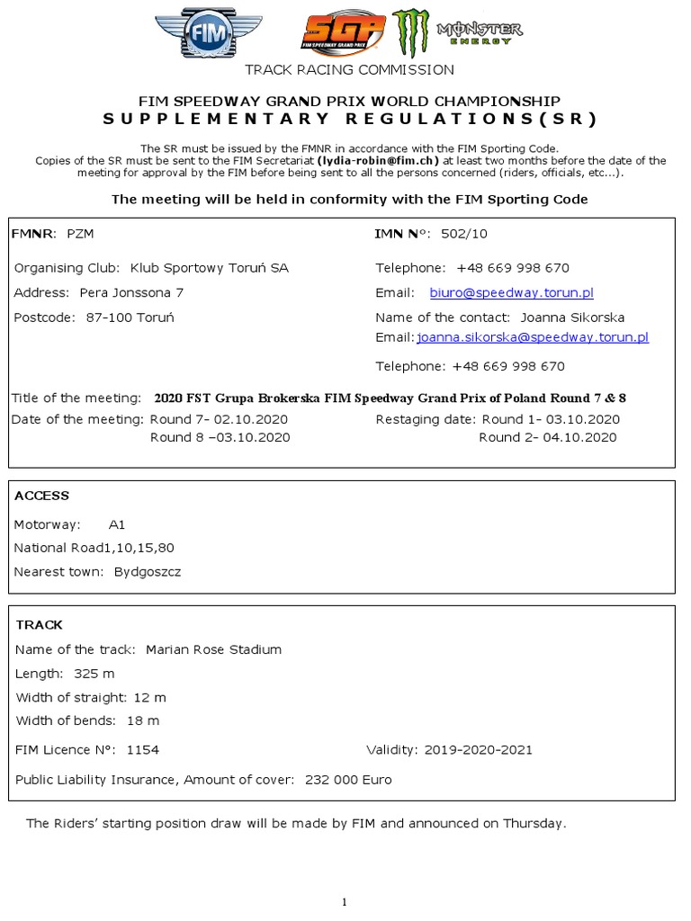 Supplementary Regulations - FIM Speedway Grand Prix World Championship ...