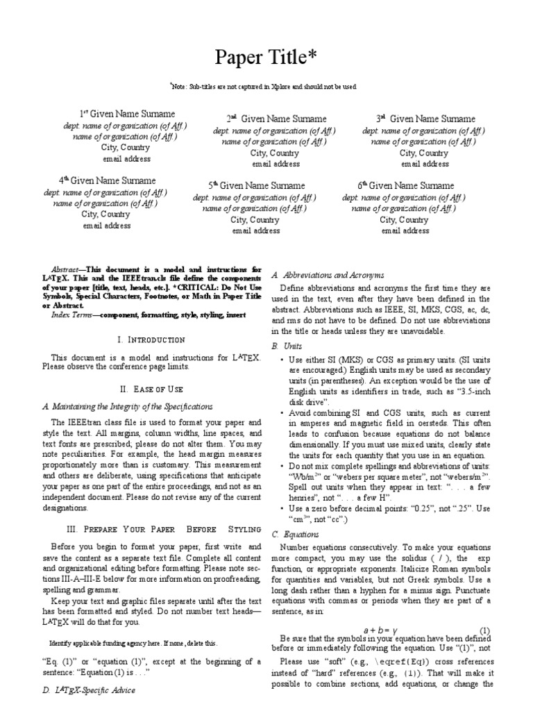 Paper Title : 1 Given Name Surname 2 Given Name Surname 3 Given Name ...