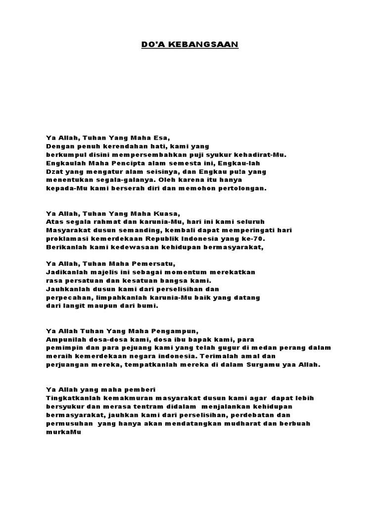 Text Doa Kebangsaan | PDF