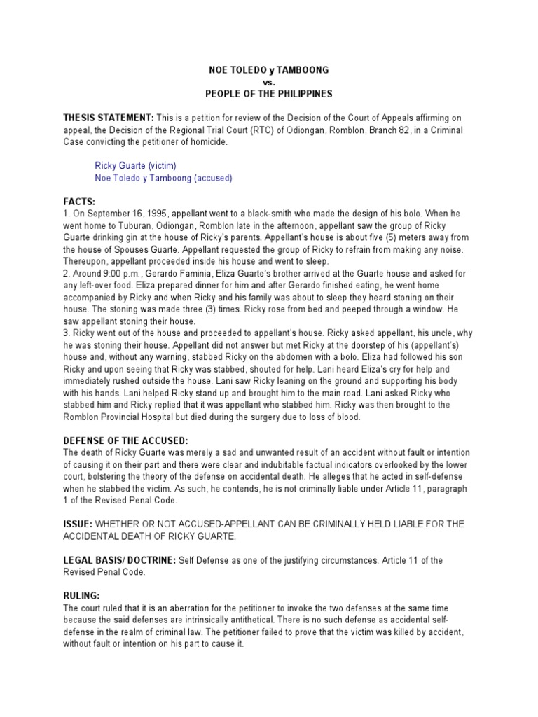 Toledo v. People: Homicide Conviction | PDF | Appeal | Criminal Law