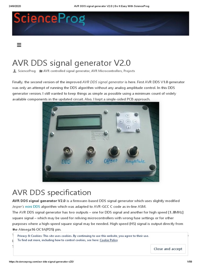 AVR DDS Signal Generator V2.0 - Do It Easy With ScienceProg | PDF | Power Supply | Electronic ...