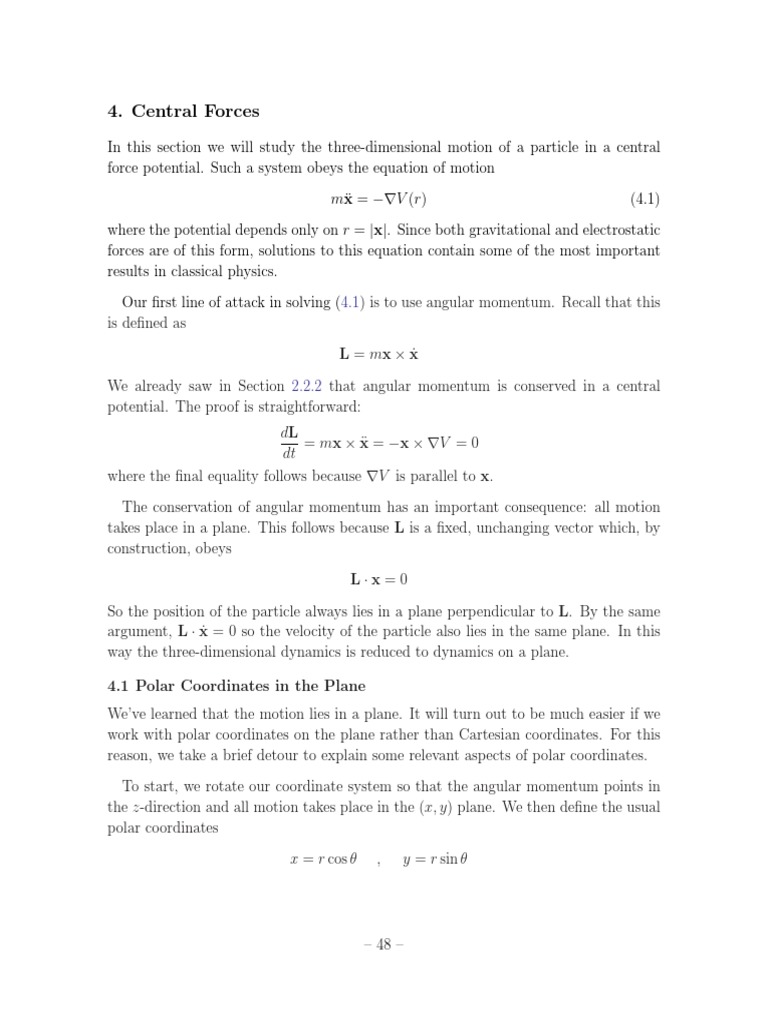 Central Forces | PDF | Apsis | Orbit