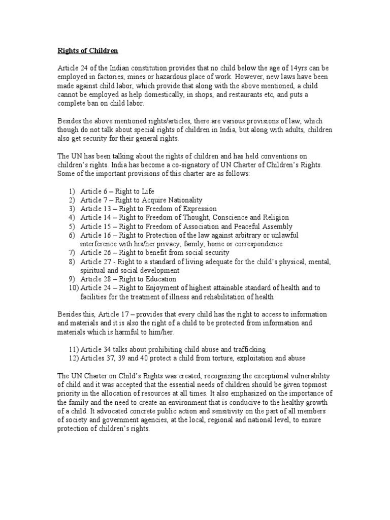 Rights of Children | Download Free PDF | Legal Guardian | Children's Rights