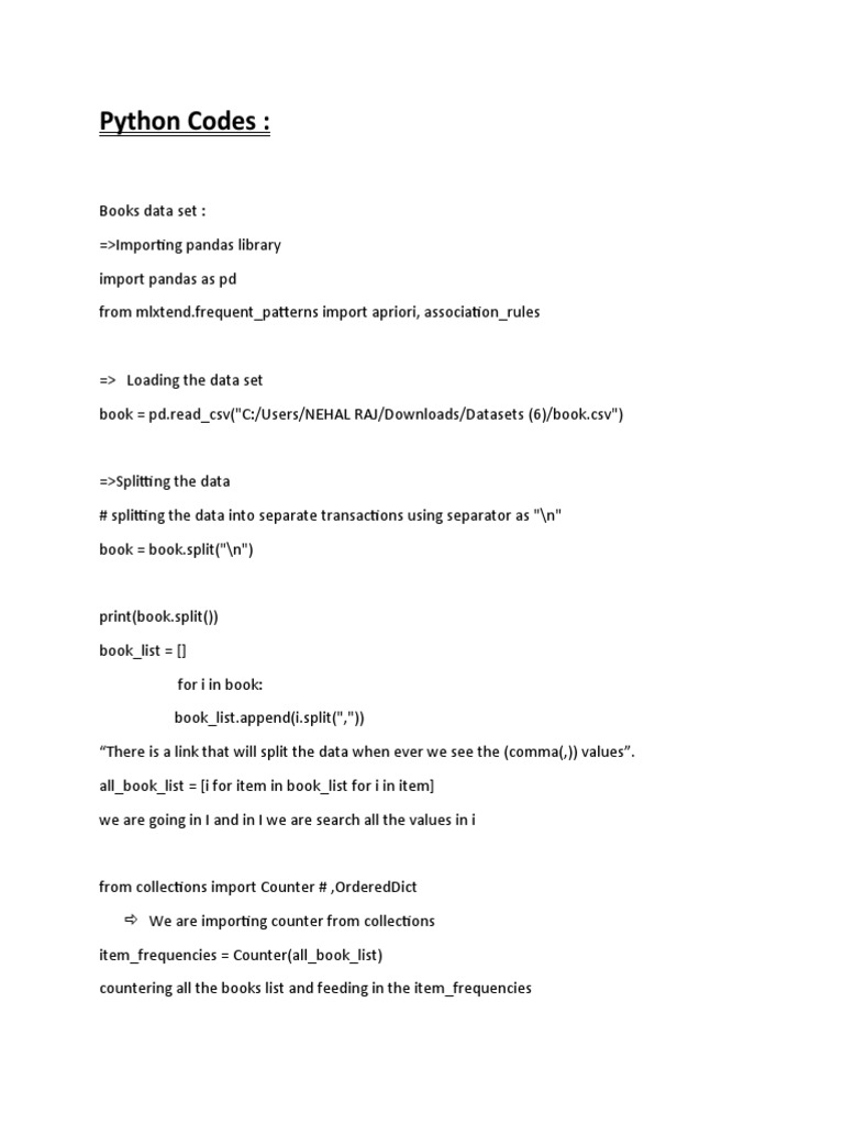 Python Codes Arules | PDF | Comma Separated Values | Computer Programming