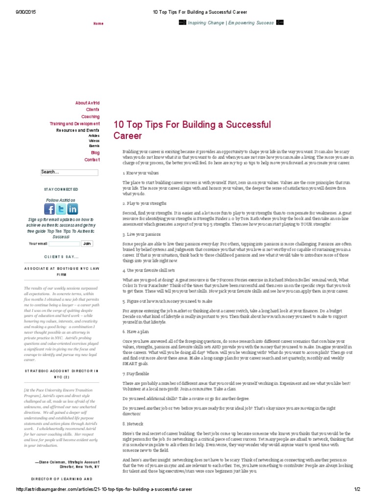 10 Top Tips For Building A Successful Career | PDF | Entrepreneurship ...