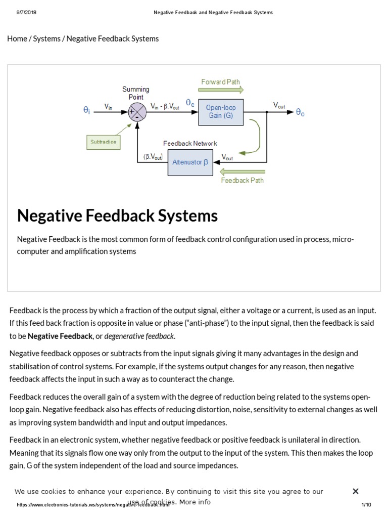 Negative Feedback and Negative Feedback Systems PDF | PDF | Operational ...
