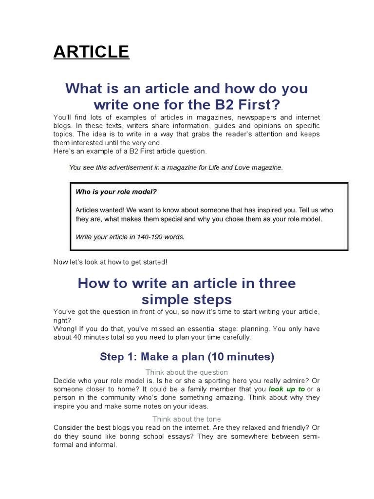 Article: What Is An Article and How Do You Write One For The B2 First ...