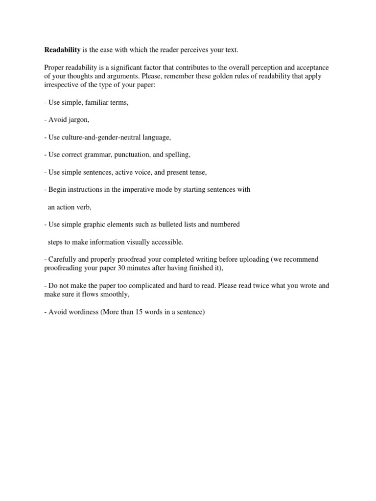 Readability Is The Ease With Which The Reader Perceives Your Text | PDF