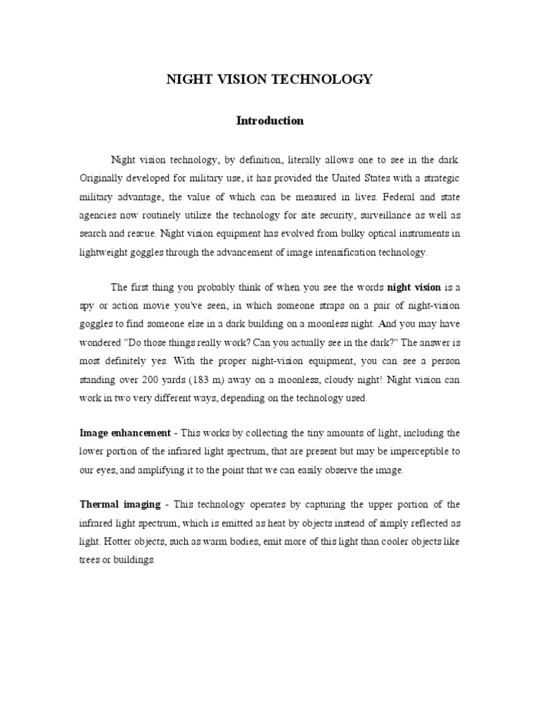 Overview of Night Vision Technology | PDF | Infrared | Thermography