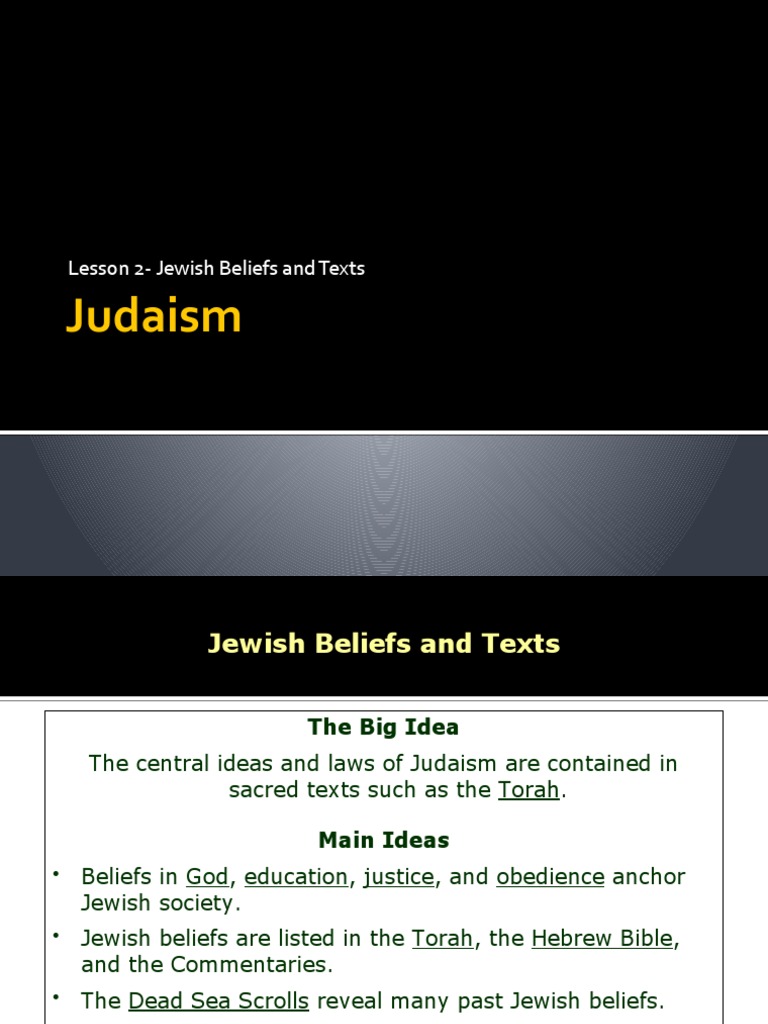 Lesson 2 - Jewish Beliefs and Texts | PDF | Hebrew Bible | Torah