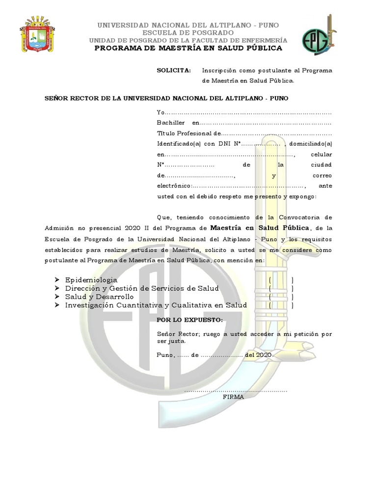 Formatos de Inscripcion 2020 Ii - MSP | PDF | Educación avanzada | Bienestar