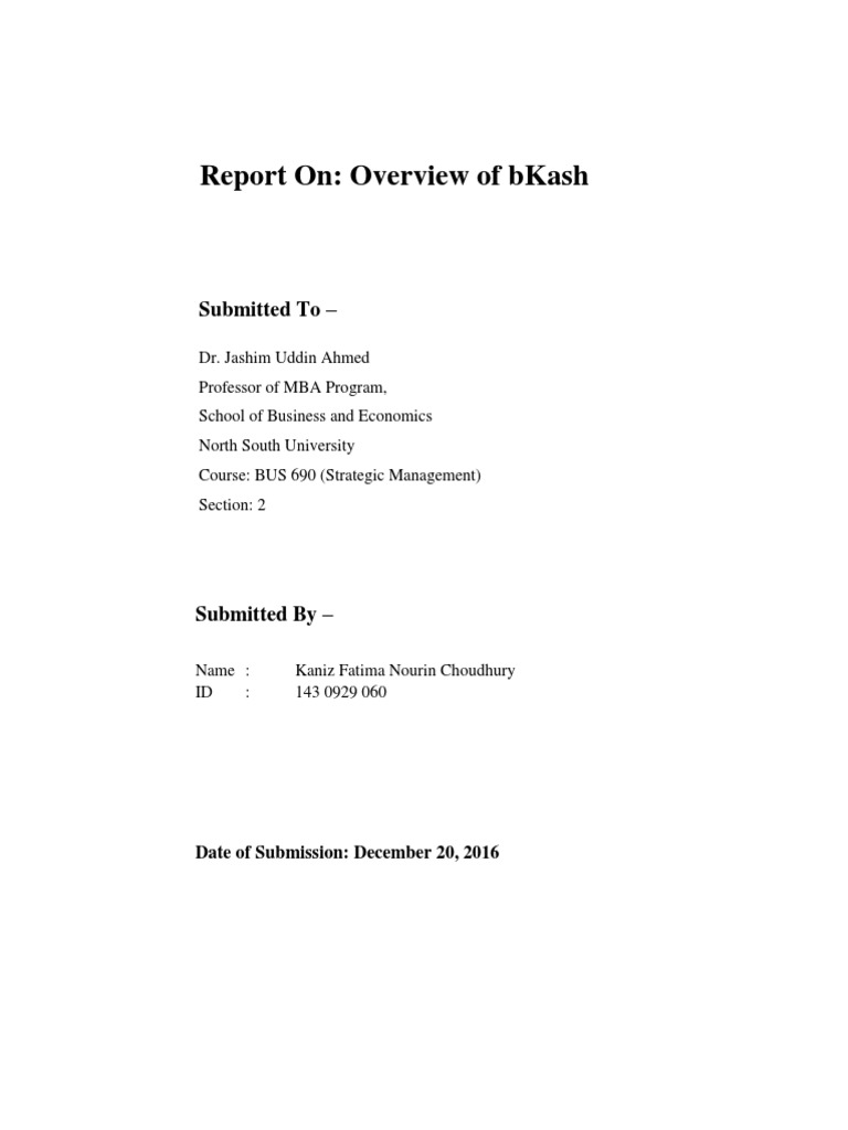 Report On Overview of Bkash PDF | PDF | Banks | Economic Growth