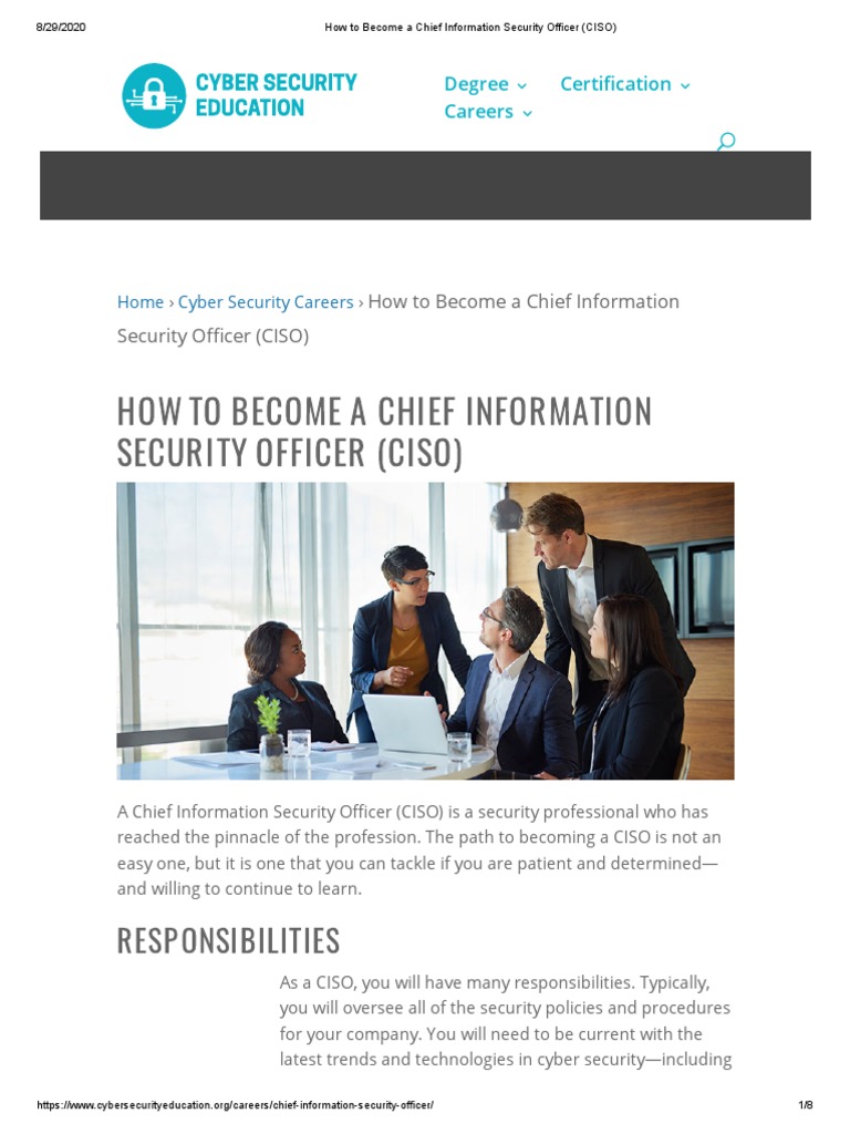 How To Become A Chief Information Security Officer (CISO) | PDF ...