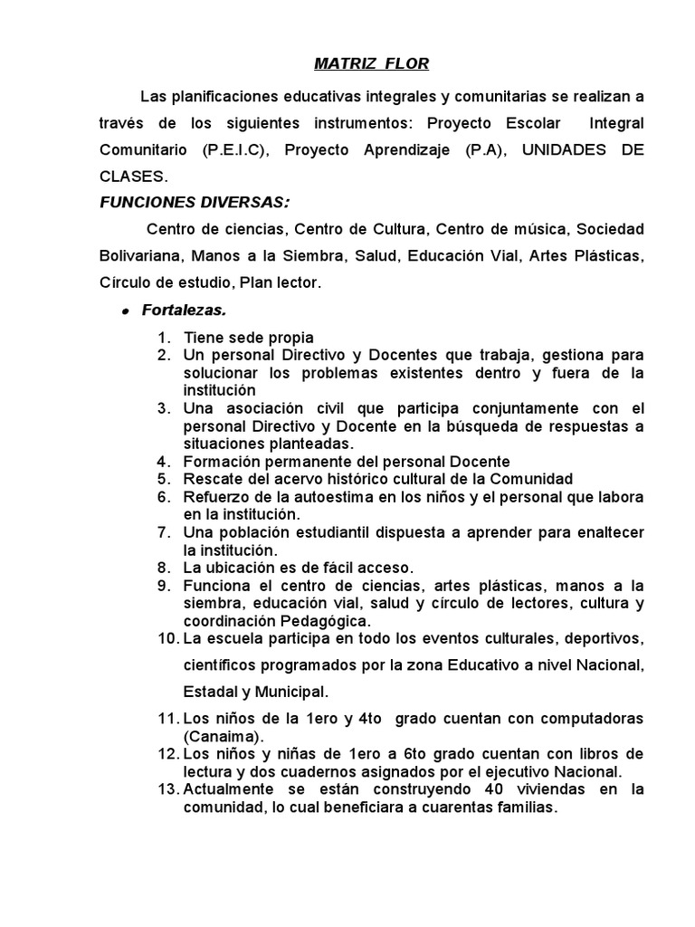 Matriz Flor en Educación Integral | PDF | Maestros | Modificación de ...