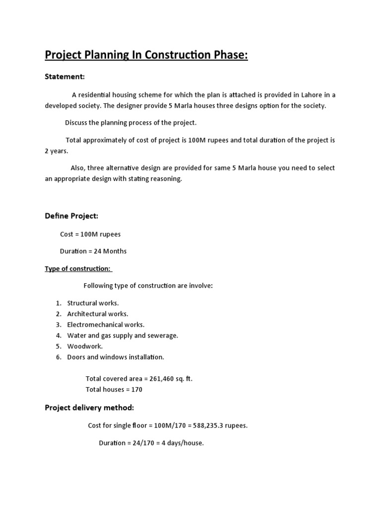Project Planning in Construction Phase | PDF | Economies