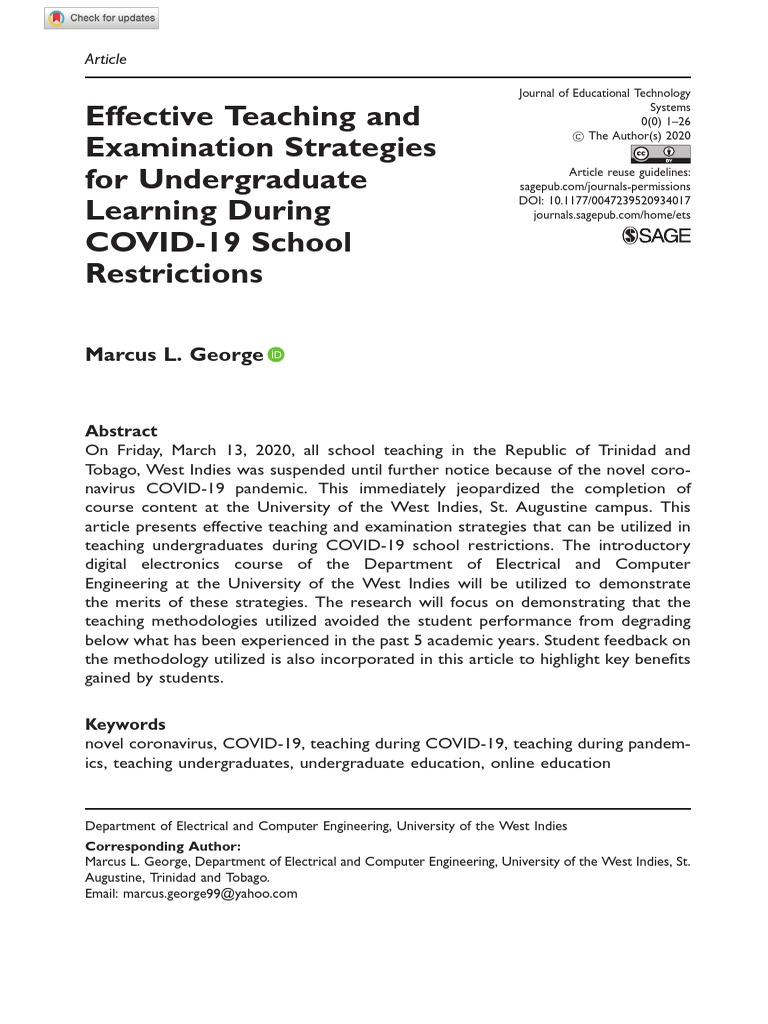 Effective Teaching and Examination Strategies For Undergraduate | PDF ...