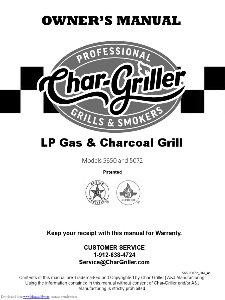 Owner's Manual: LP Gas & Charcoal Grill | PDF | Barbecue Grill | Propane