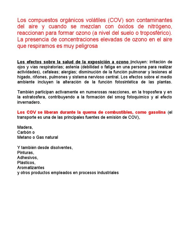 Compuestos Orgánicos Volátiles | PDF | Compuesto orgánico volátil ...