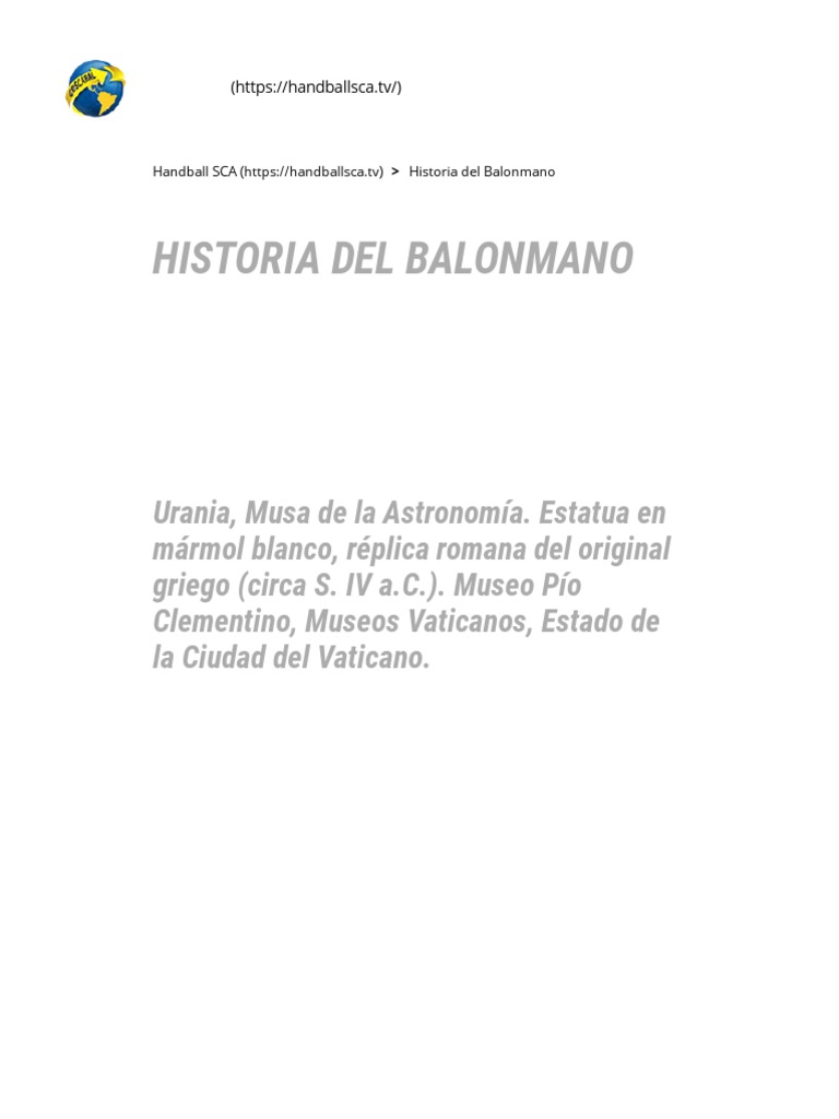 Historia Del Balonmano - Handball SCA | PDF | Juegos olímpicos ...