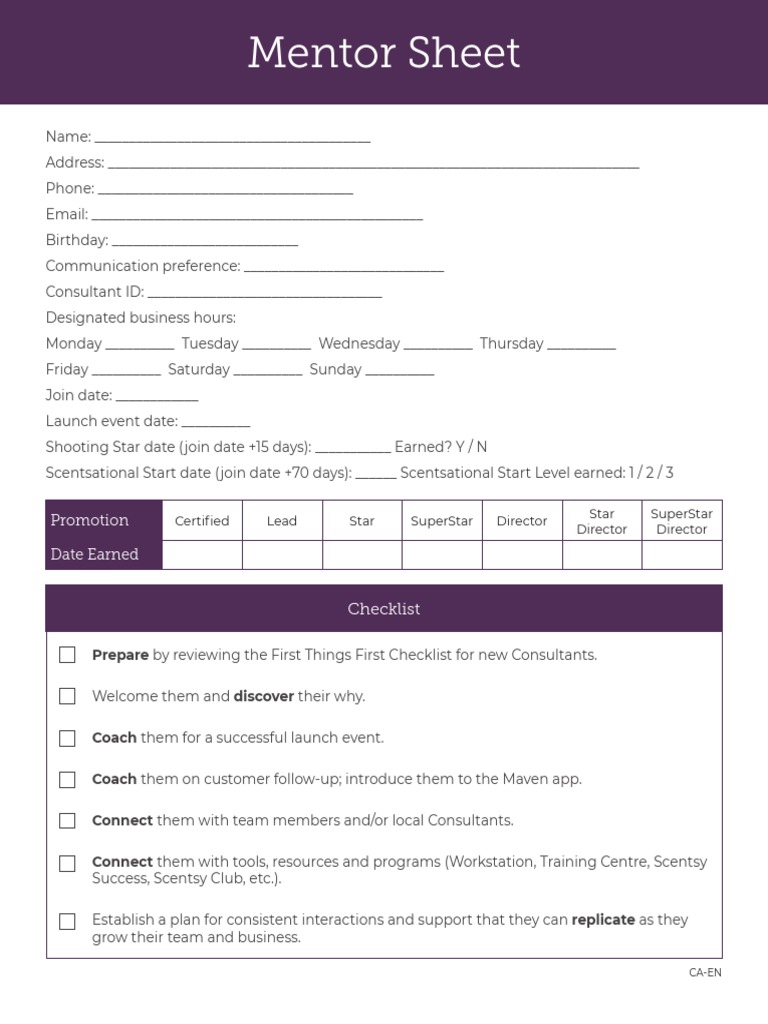 Mentor Sheet: Promotion Date Earned | PDF