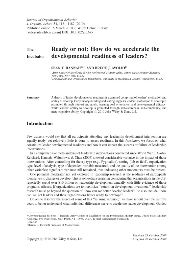 Ready or Not - How Do We Accelerate The Developmental Readiness of ...