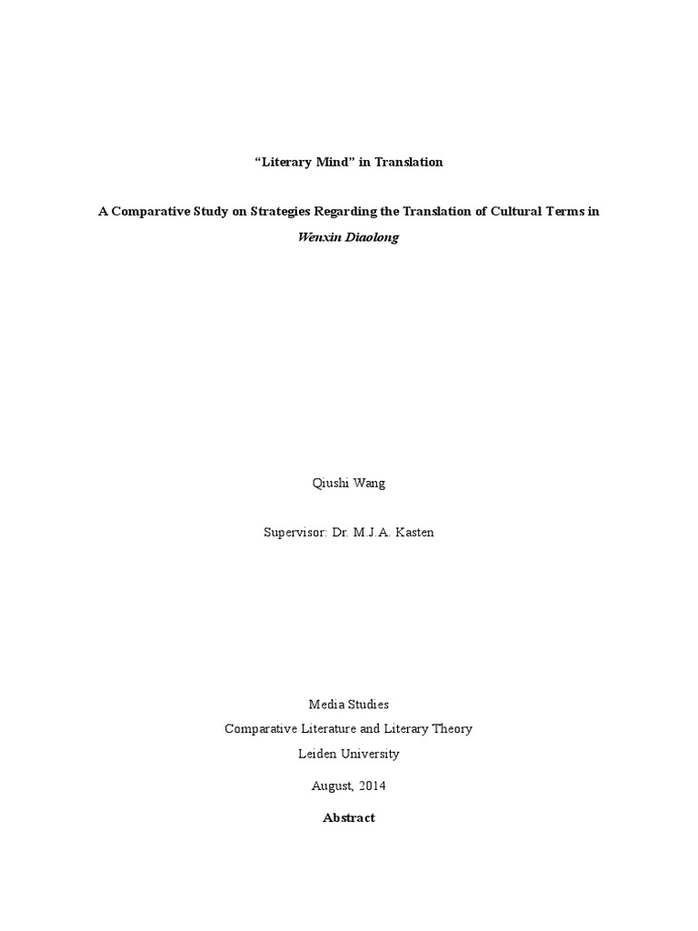 Thesis (Final Version) - Qiushi, Wang | PDF | Chinese Literature ...