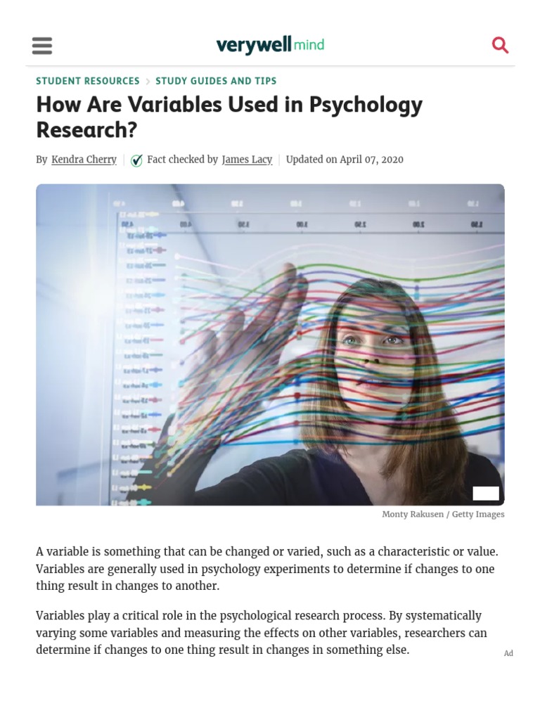 How Are Variables Used in Psychology Research - PDF | Download Free PDF ...