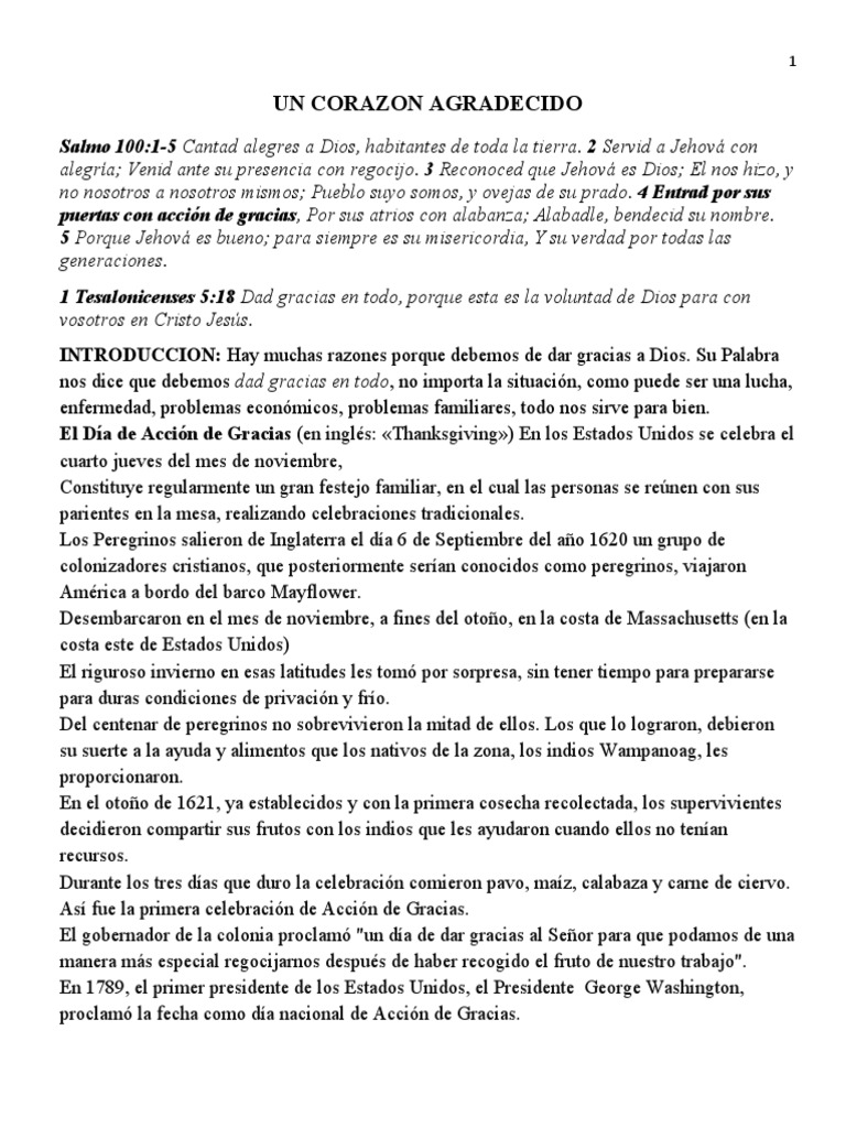 Un Corazon Agradecido.. | PDF | Acción de gracias | Oración
