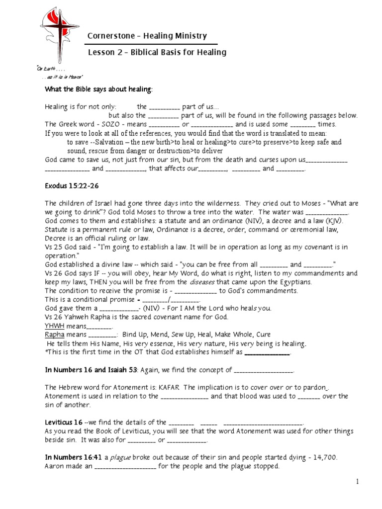 Cornerstone - Healing Ministry Lesson 2 - Biblical Basis For Healing ...