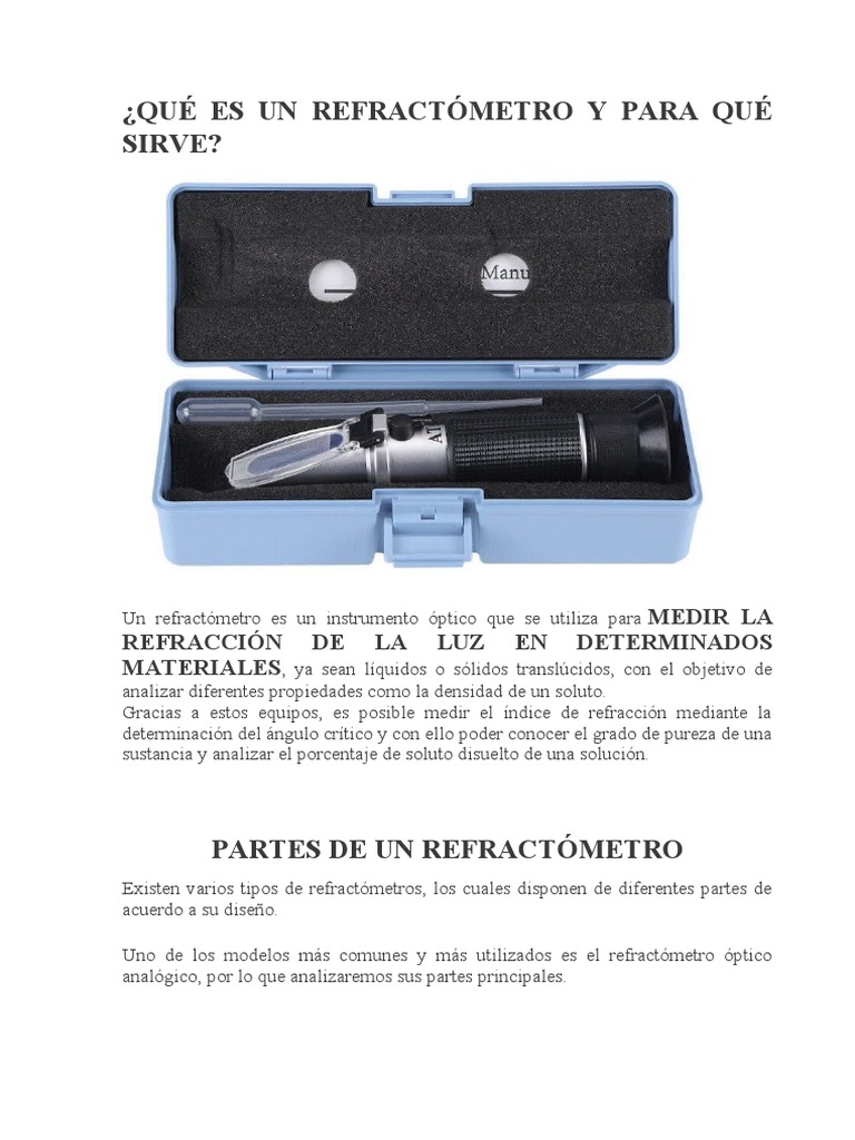 Qué Es Un Refractómetro y para Qué Sirve | PDF | Óptica | Radiación ...