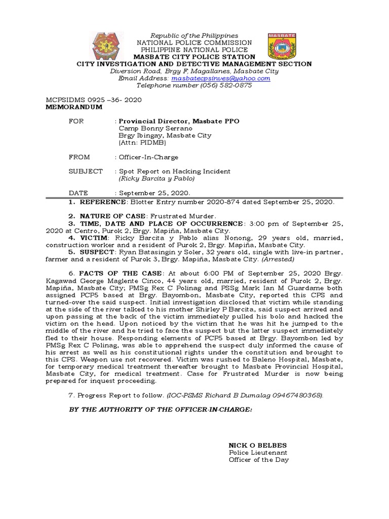 Spot Report Hacking Incident | PDF | Practice Of Law | Common Law