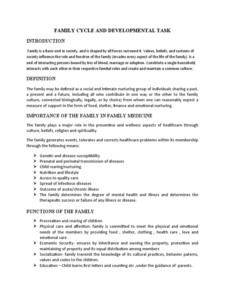 Family Cycle and Task | PDF | Family | Adolescence