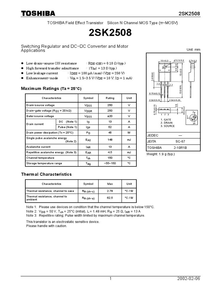 2sk2508 PDF | PDF | Field Effect Transistor | Reliability Engineering