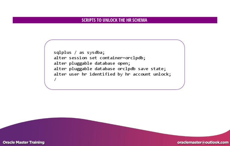 Unlock HR Schema SQL Scripts | PDF